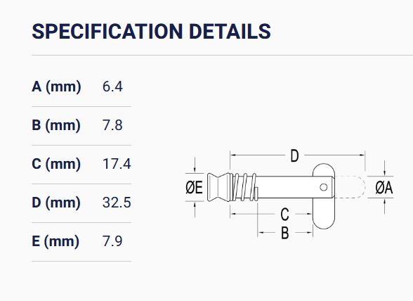 Toggle Pin 12.7mm Long6.4mm Diameter – Sly Boat Building & Repair Centre